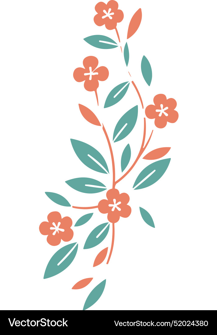 Sprig pattern with flowers and leaves Royalty Free Vector