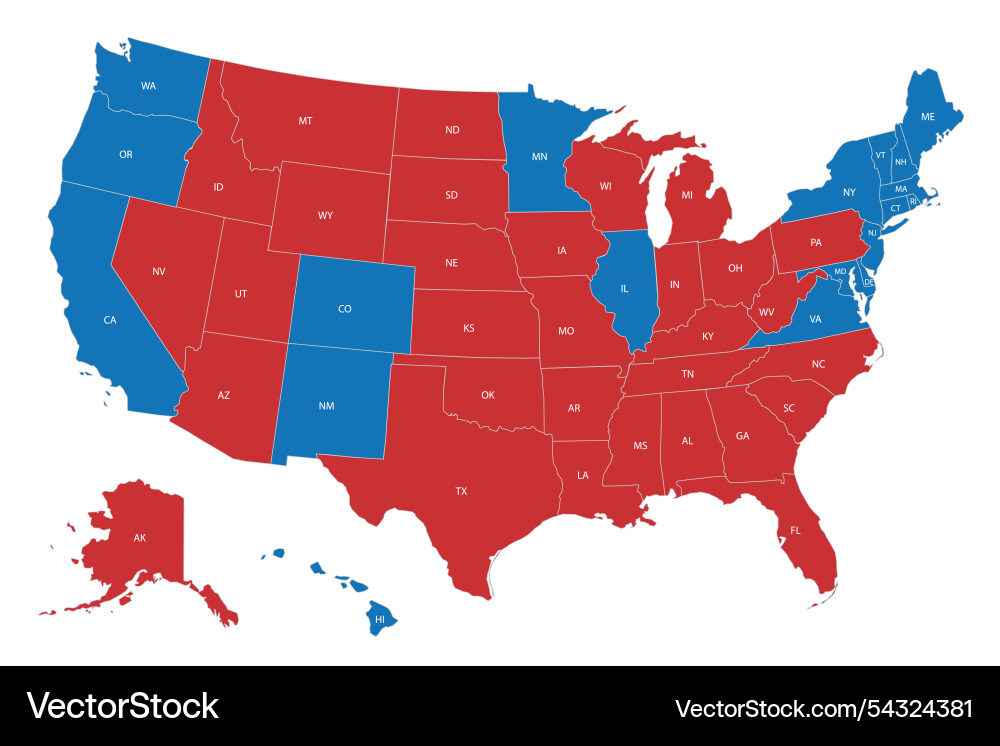 2024 us presidential election map by state voting Vector Image