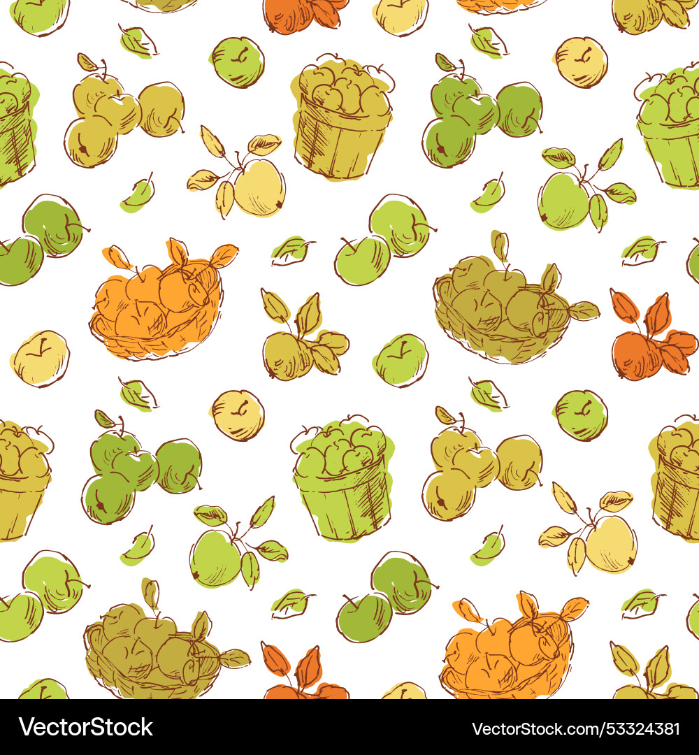 Apple doodle seamless pattern Royalty Free Vector Image