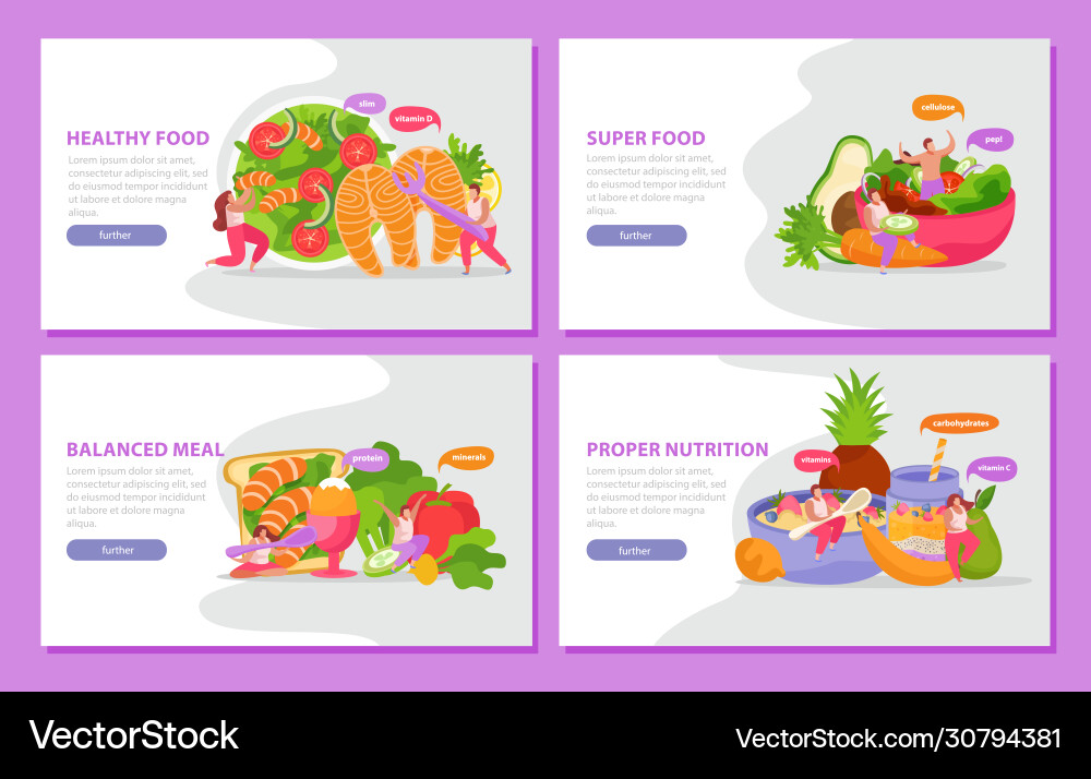 Balanced meal horizontal banners Royalty Free Vector Image