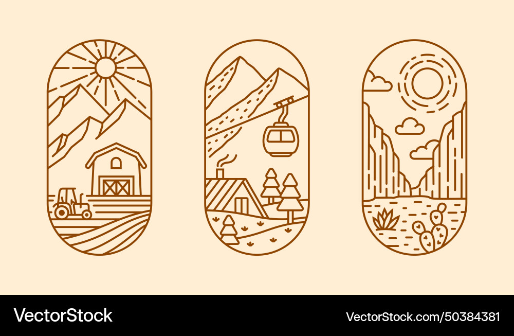Beautiful nature line art Royalty Free Vector Image
