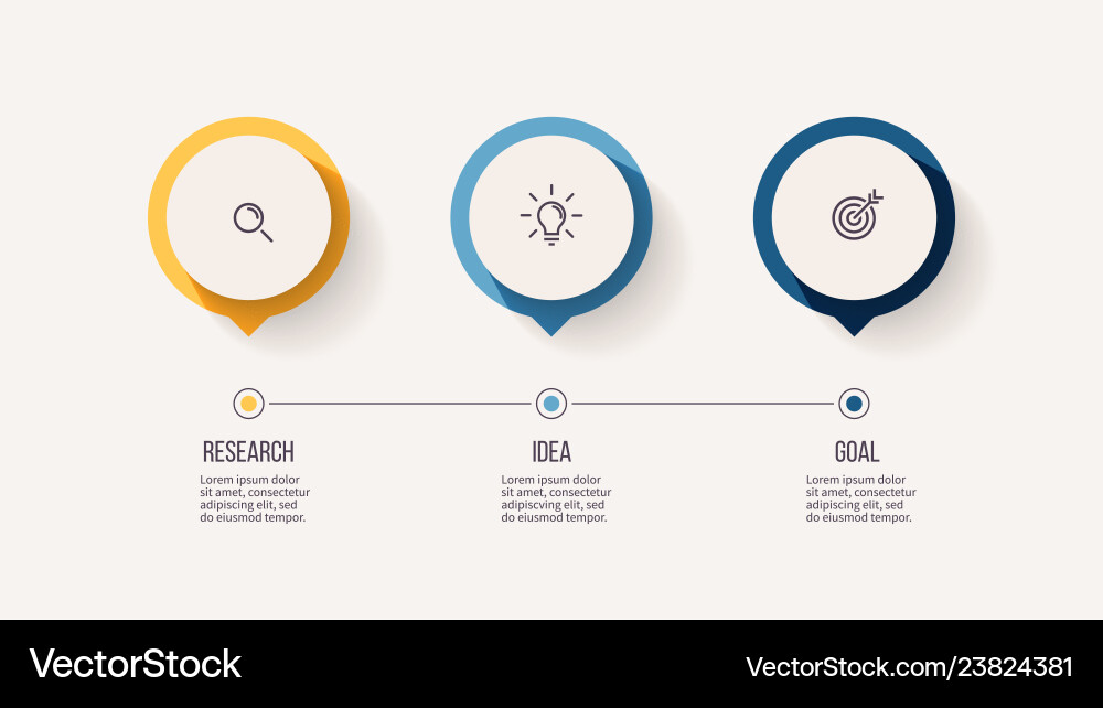 Business infographics timeline with 3 steps Vector Image