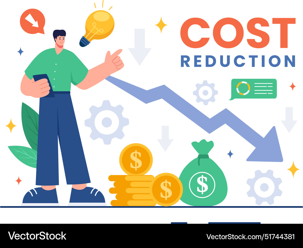 Cost reduction depicting decrease price Royalty Free Vector