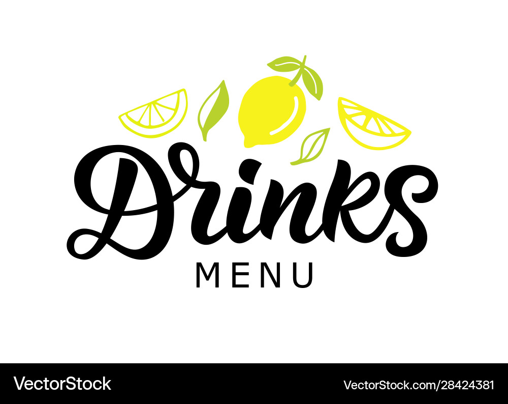 Drinks logo badge calligraphy logotype Royalty Free Vector