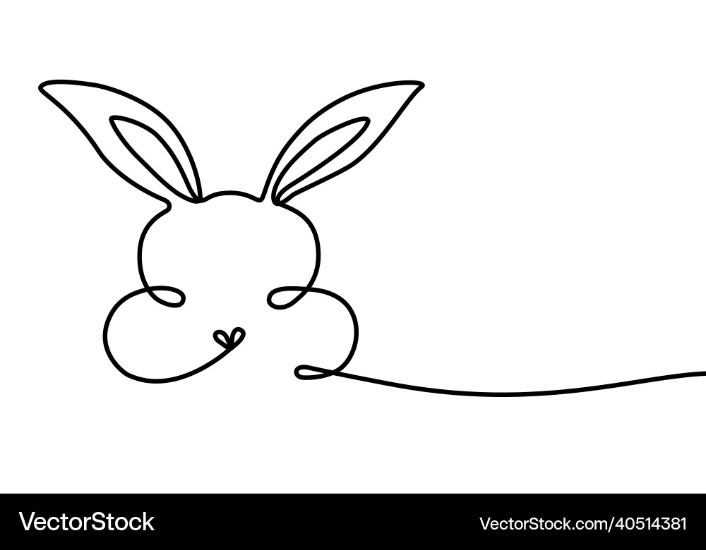 Easter cute bunny continuous line drawing one Vector Image