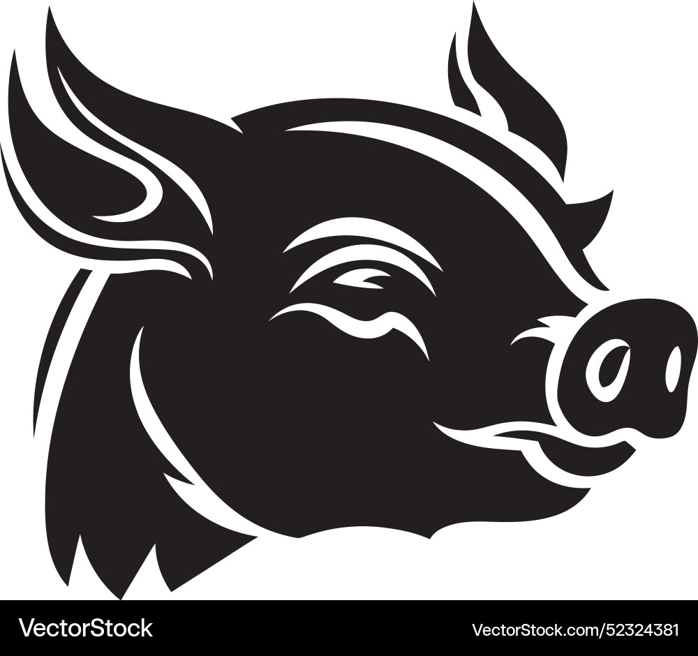 Inked intensity dark pig elegance black de Vector Image