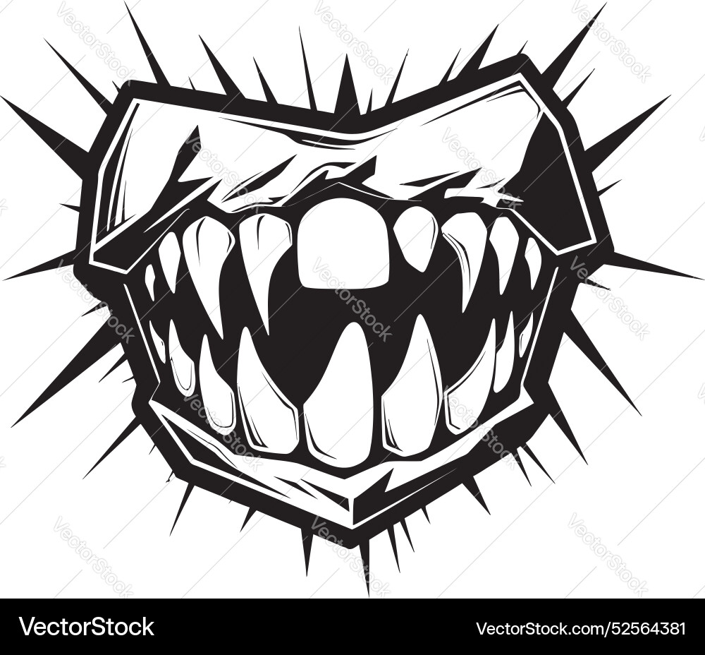 Maleficent grin evil mouth in black shadowed Vector Image
