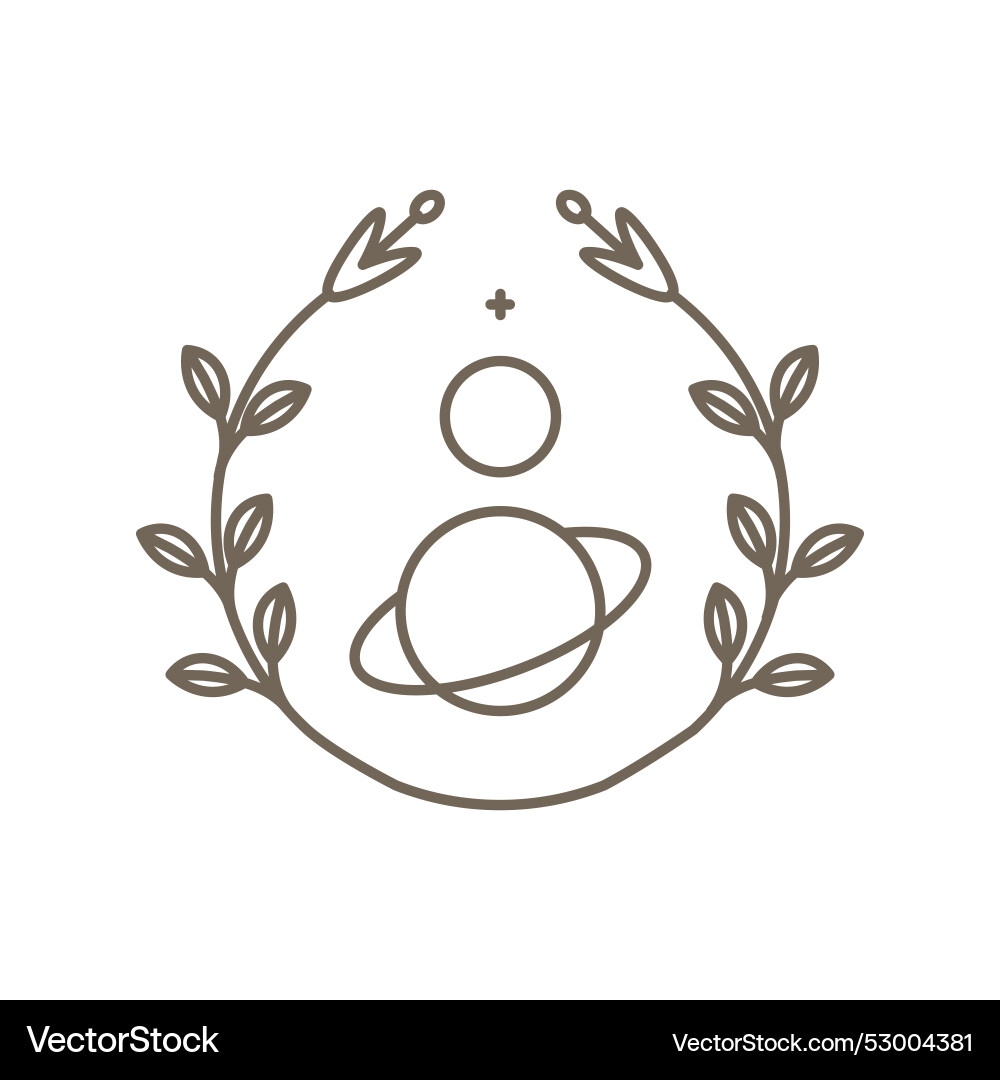 Minimalist flower circle boho concept logo design Vector Image