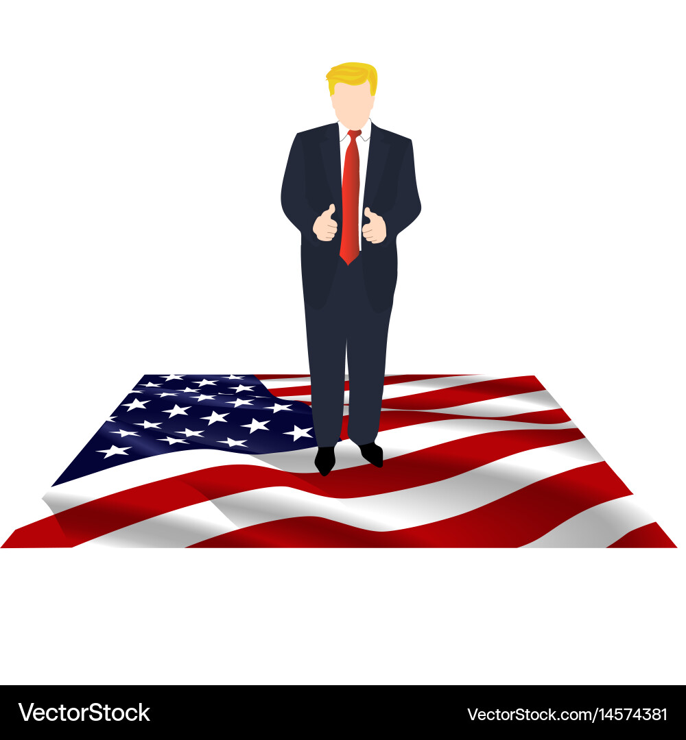 President on American Flag Royalty Free Vector Image