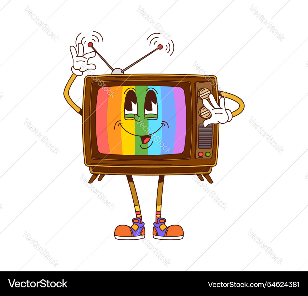 Retro TV Character - 70s Style Royalty Free Vector Image