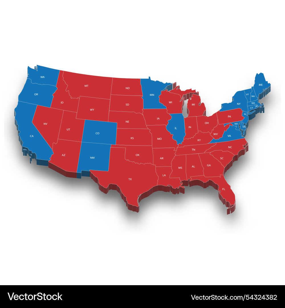 2024 us presidential election map by state voting Vector Image