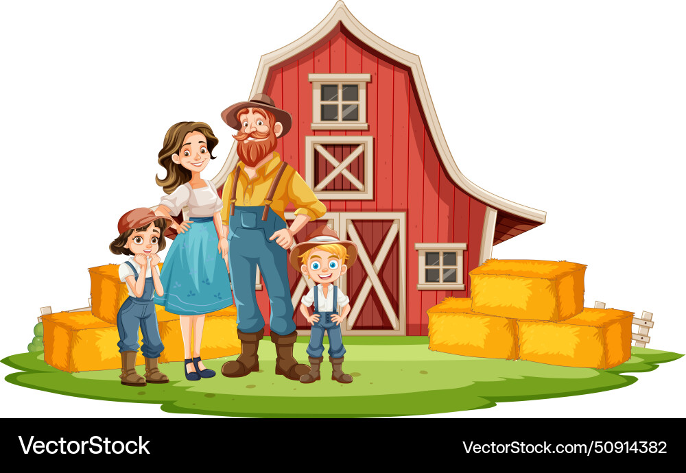 A family on farm Royalty Free Vector Image - VectorStock