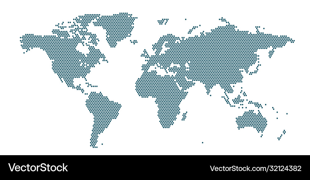Abstract pixel world map halftone style Royalty Free Vector