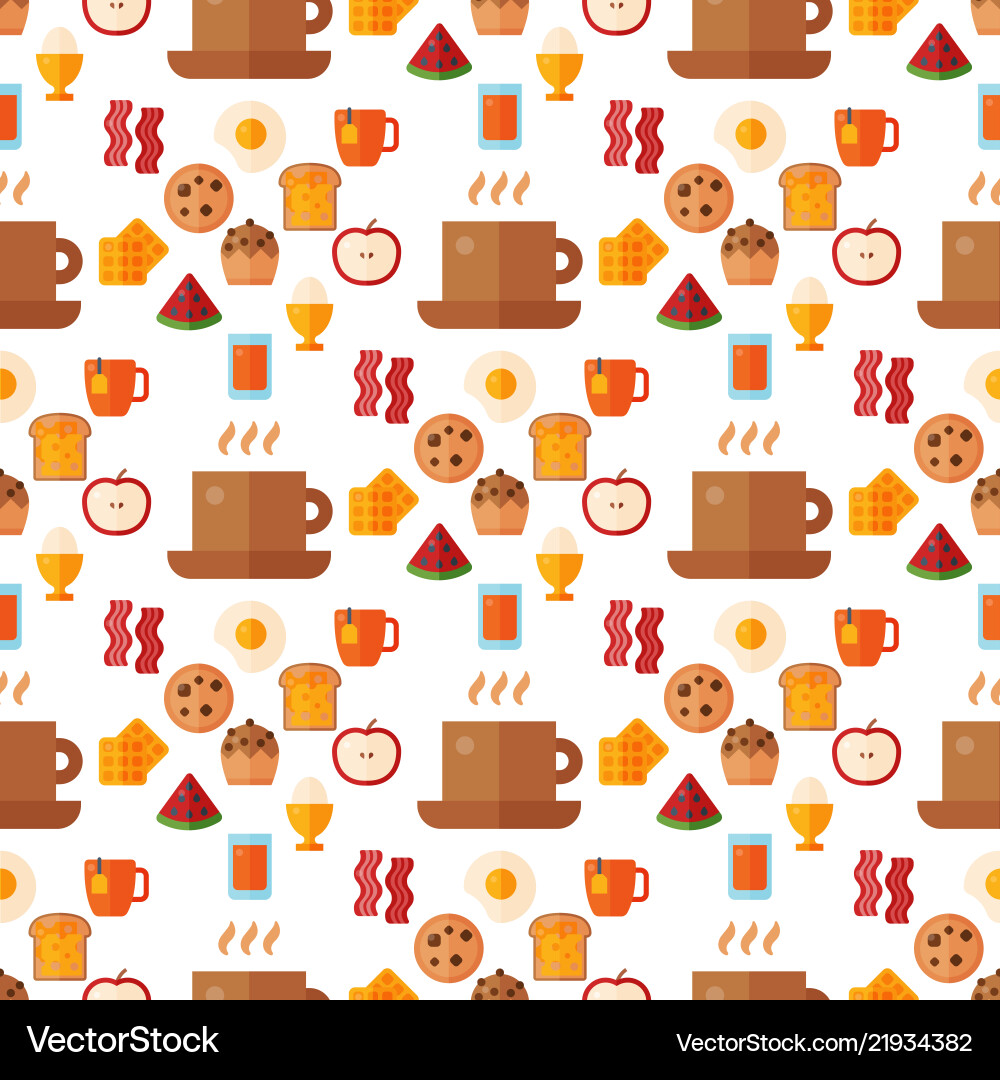 Breakfast Food Pattern - Seamless Royalty Free Vector Image