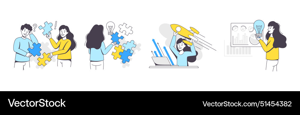 Business project with people character working Vector Image