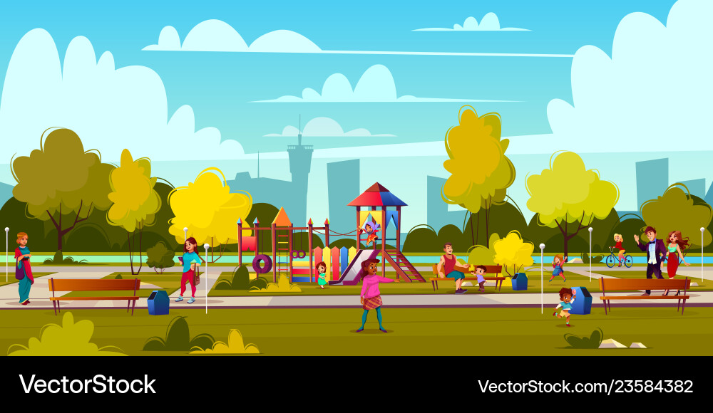 Cartoon Playground Scene Royalty Free Vector Image