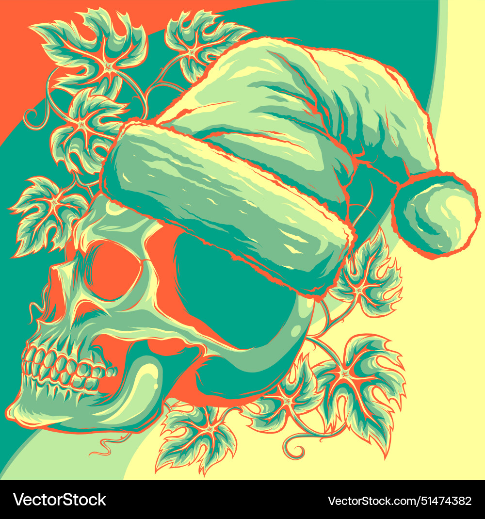 Christmas skull wearing Royalty Free Vector Image