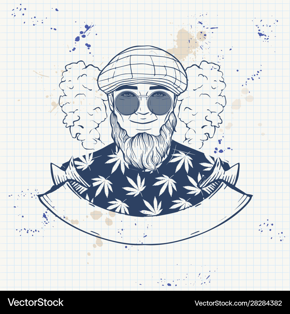 Hand drawn sketch rastaman Royalty Free Vector Image