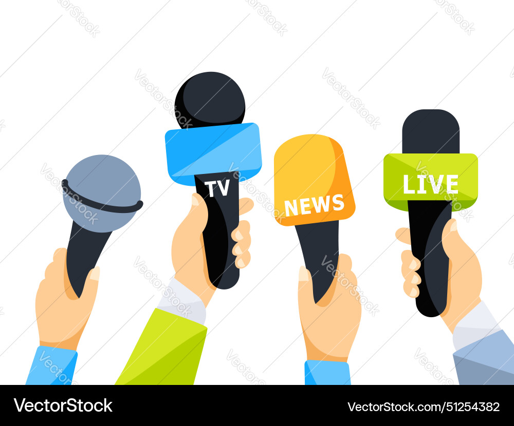 Hands holding microphone of people Royalty Free Vector Image
