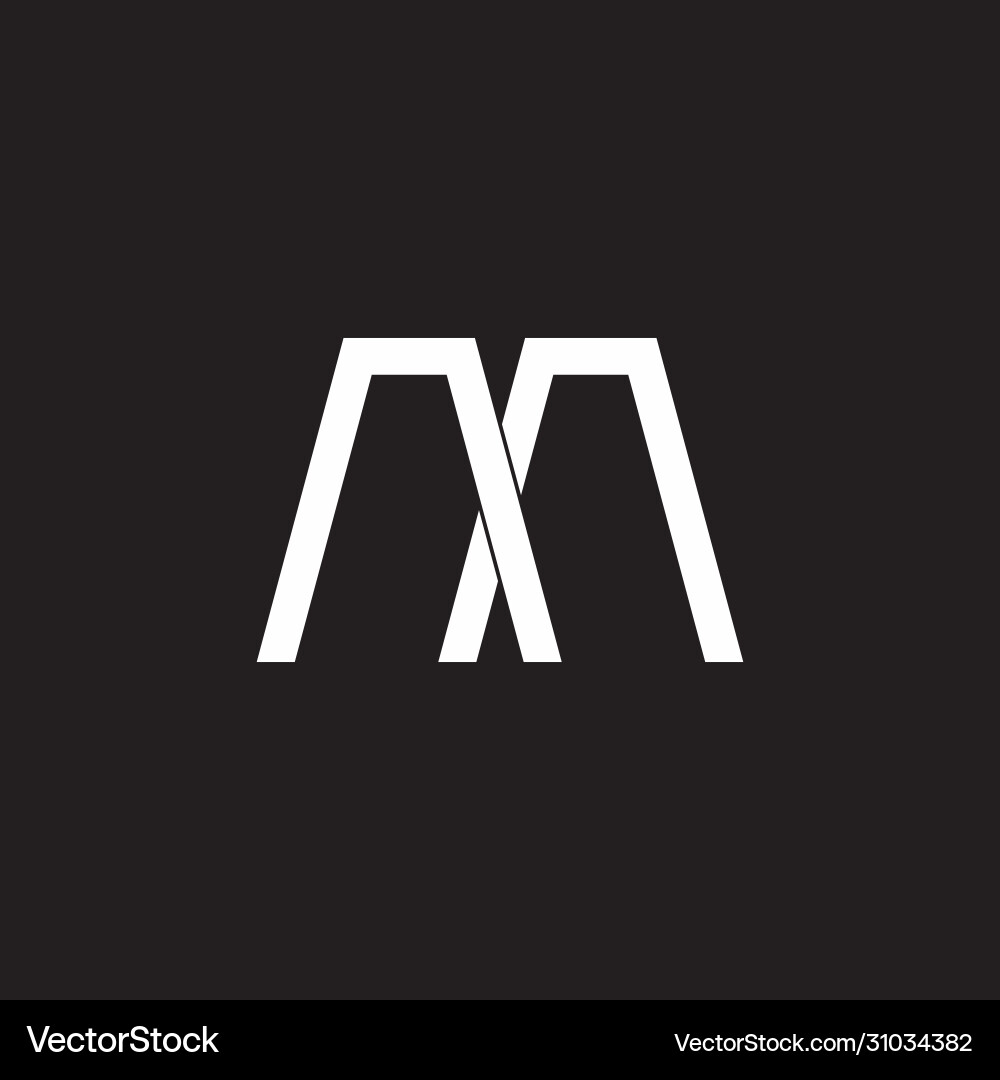 Letter m simple overlapping line flat logo Vector Image