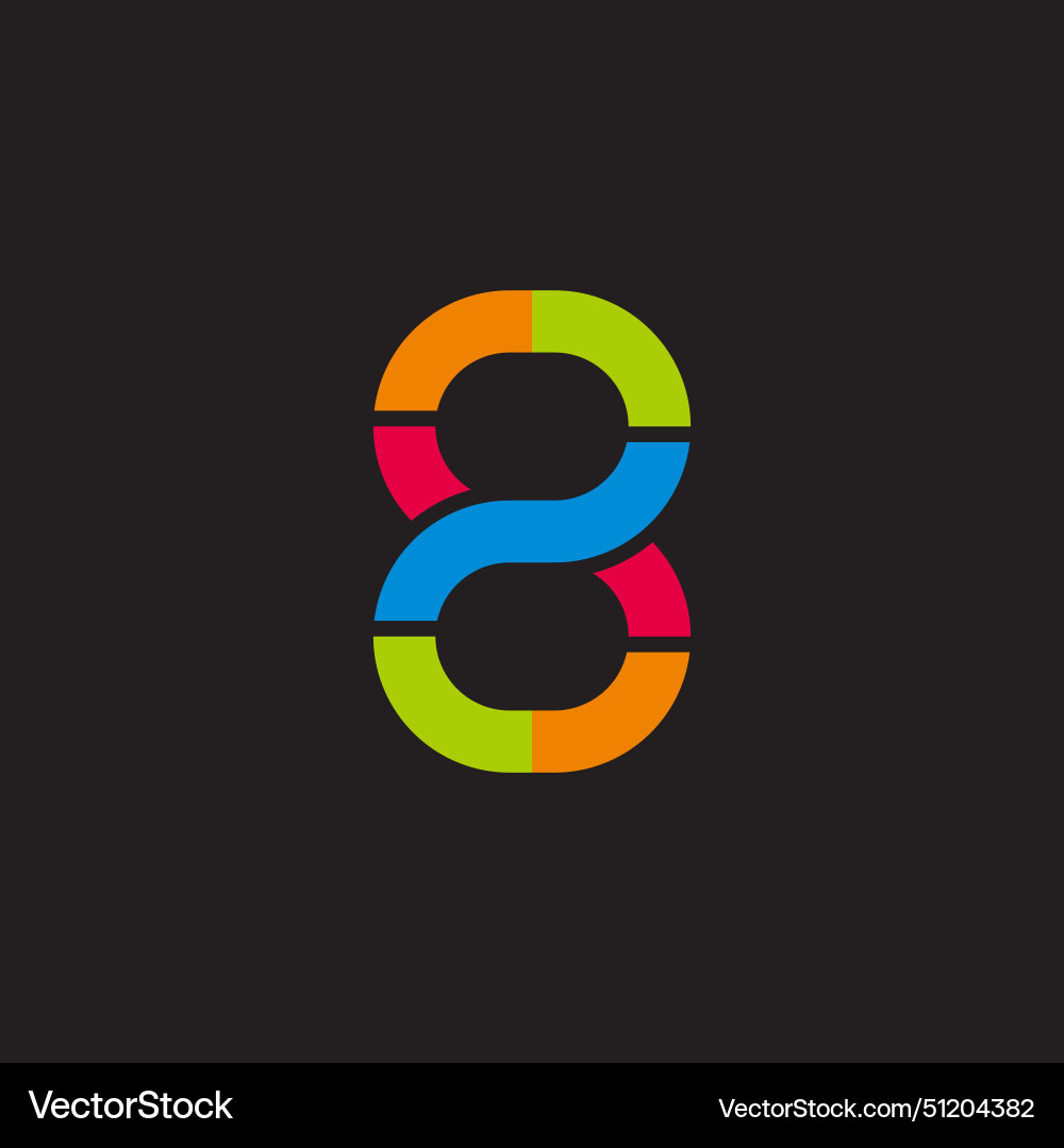 Number 2 8 colorful infinity linear logo Vector Image