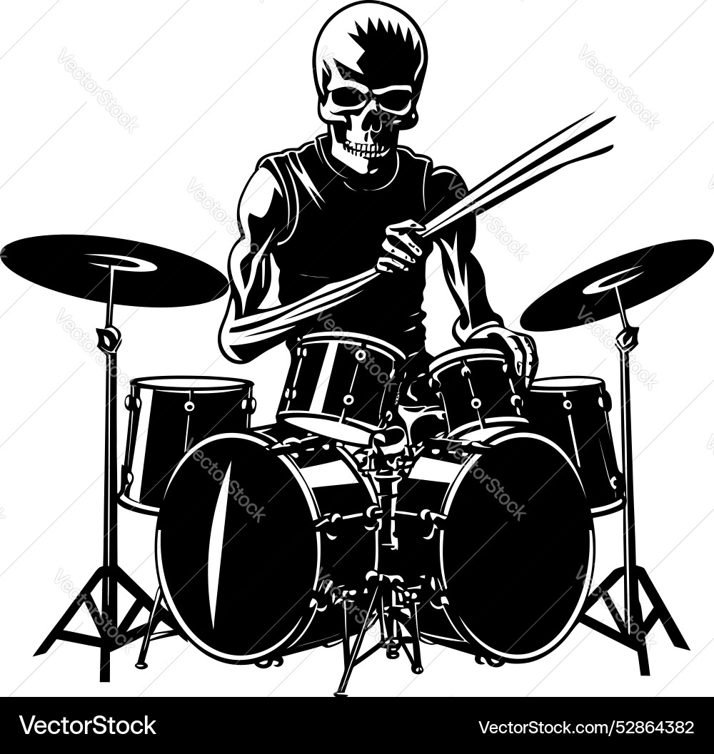 Percussion phantom skeleton drummer symbol Vector Image