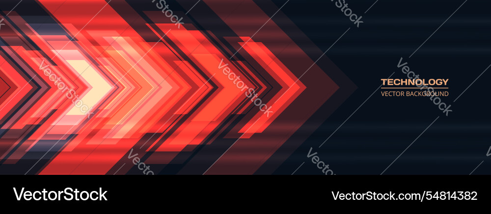 Red technology arrows on dark futuristic abstract Vector Image