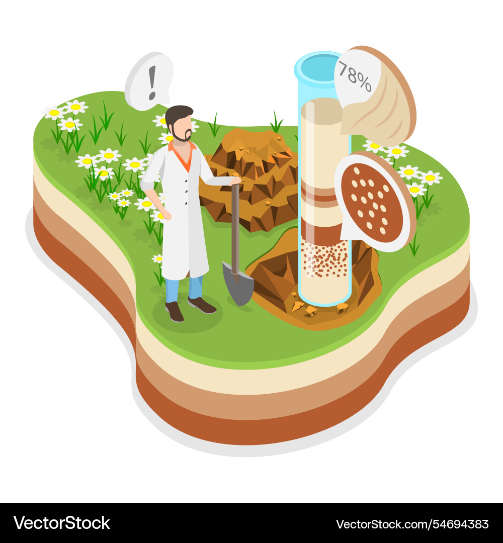 3d isometric flat of soil Royalty Free Vector Image