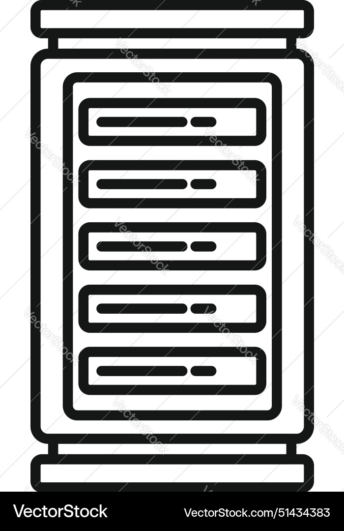 Black and white line art of a server rack Vector Image