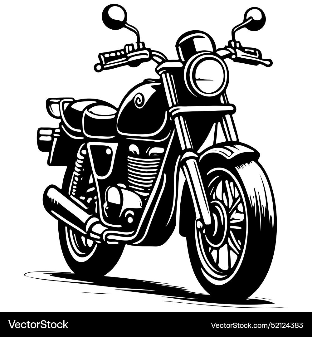 Black cartoon motorcycle hand drawn line Vector Image