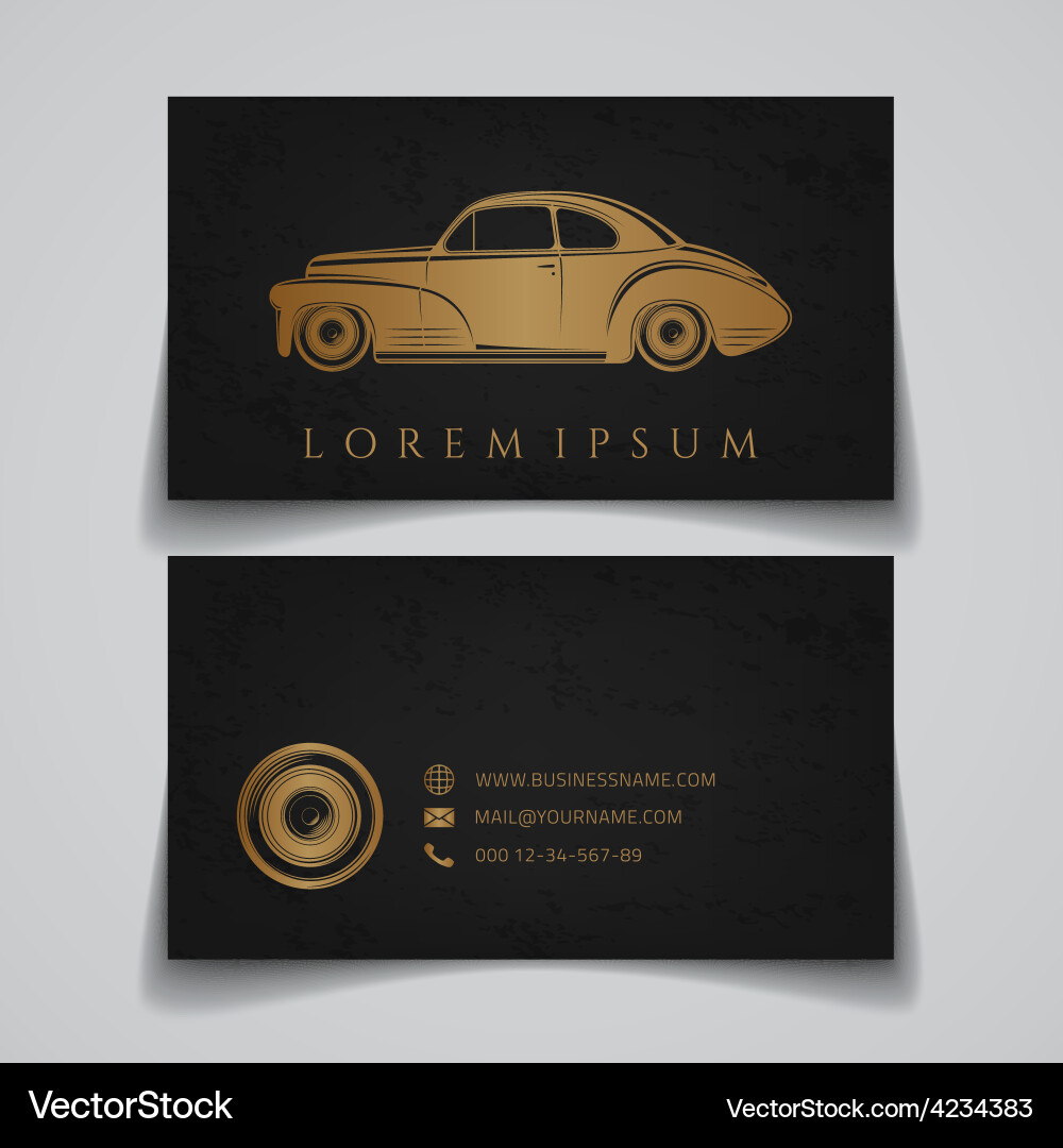 Business card template classic car logo Royalty Free Vector
