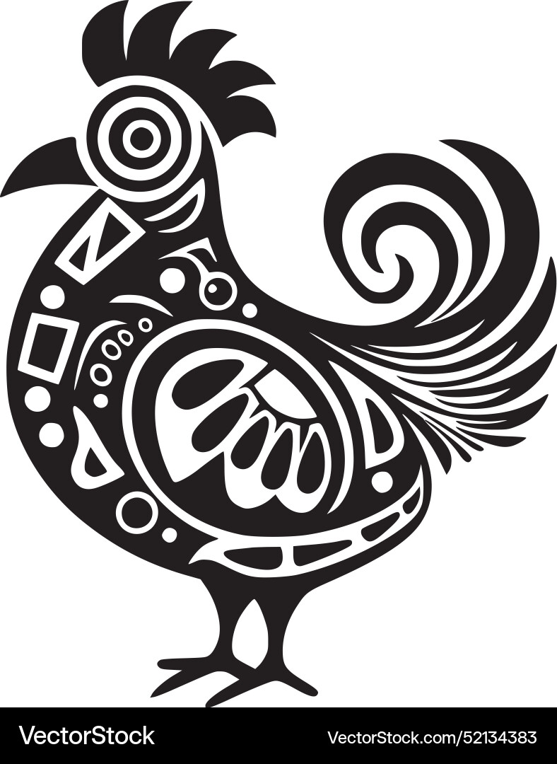 Chicken - black and white Royalty Free Vector Image