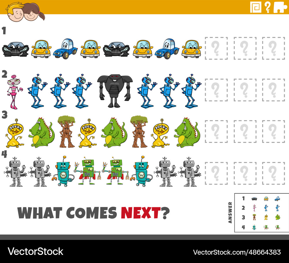 Educational pattern game for kids with cartoon Vector Image