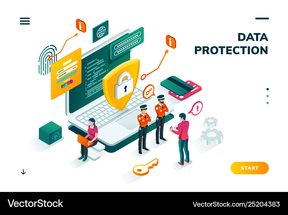 Isometric banner for internet data protection Vector Image