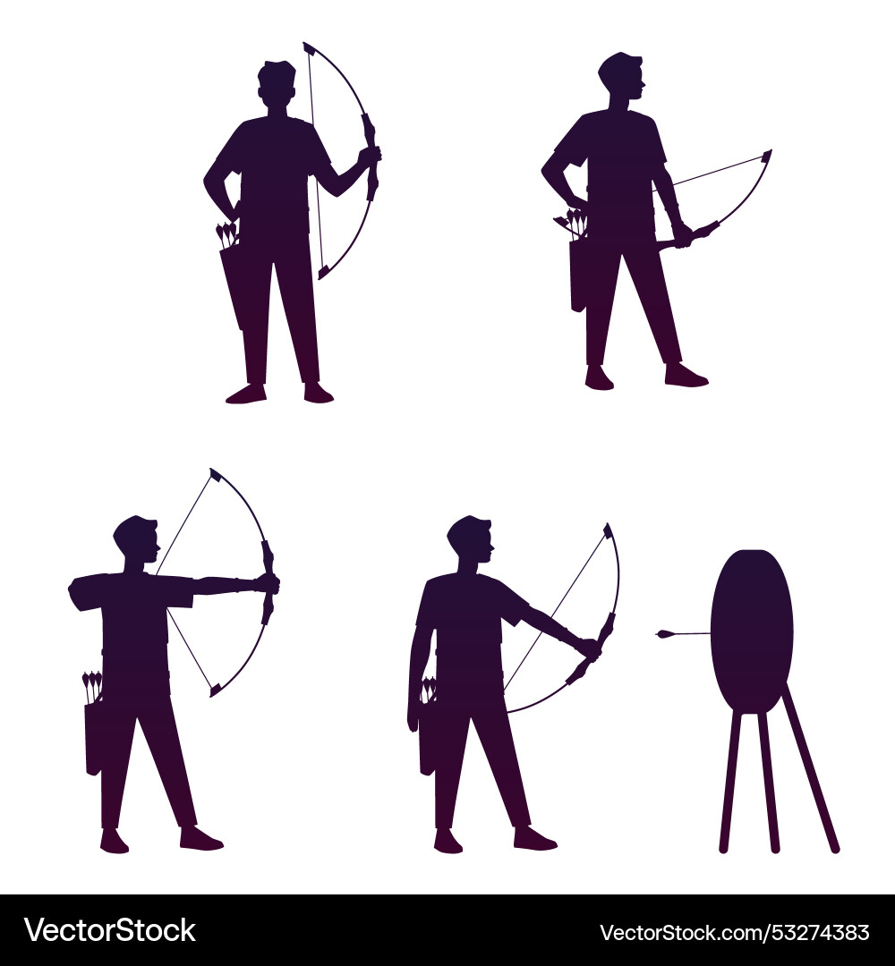 Professional archer man hit the target black Vector Image