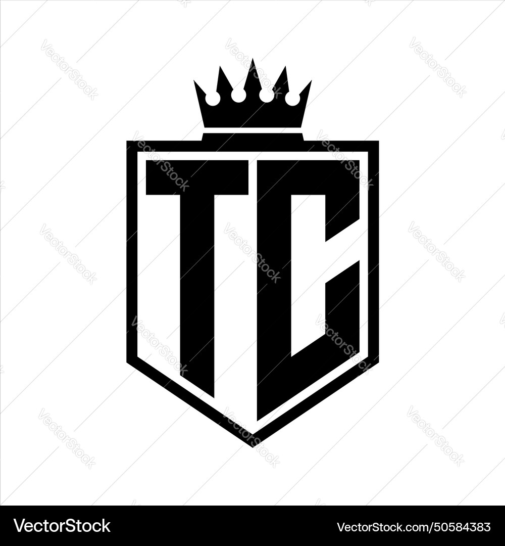 Tc logo monogram bold shield geometric shape Vector Image