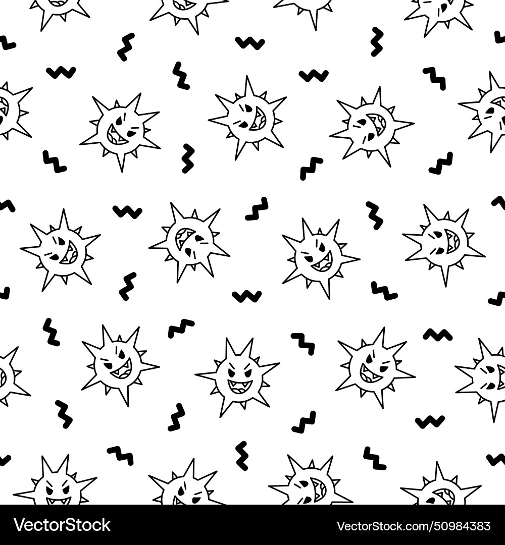 Viruses kawaii seamless pattern coloring page Vector Image