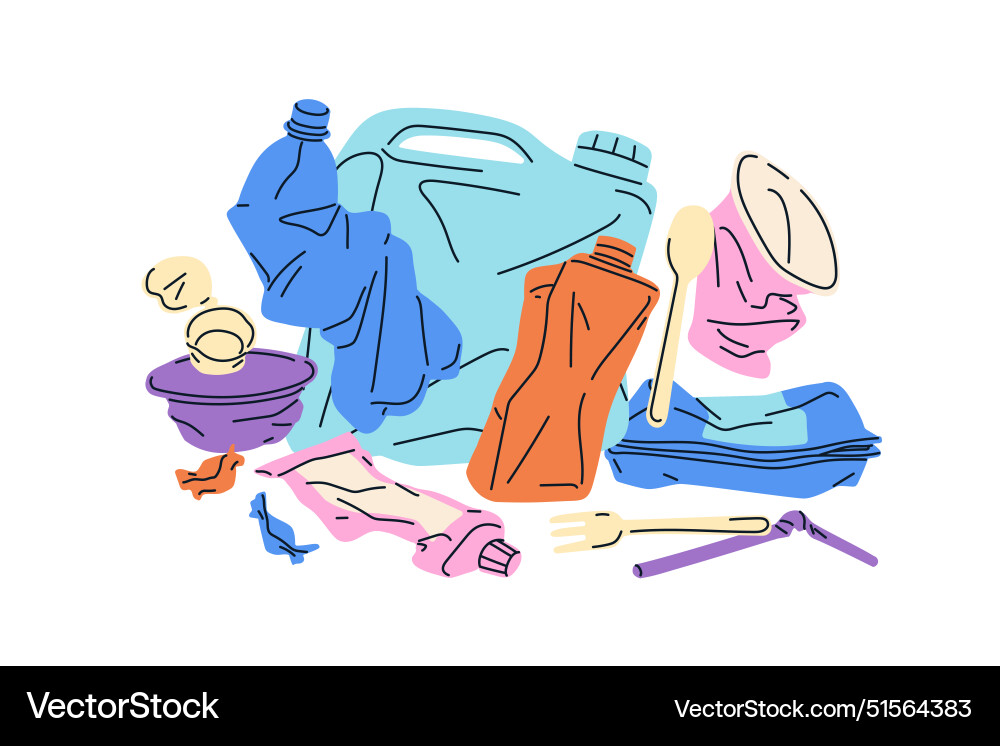 Waste heap plastic and paper garbage pile trash Vector Image