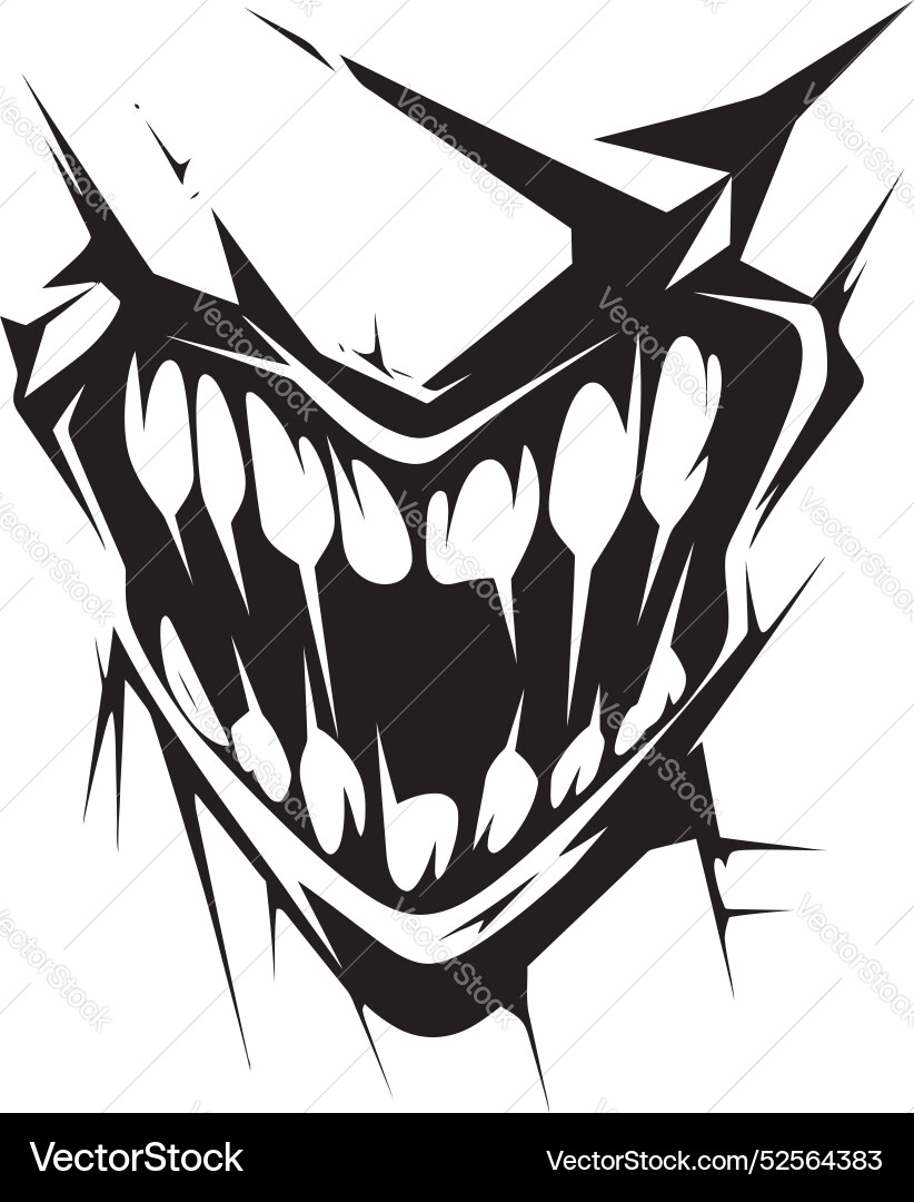 Wicked maw black iconic creature mouth devilish Vector Image