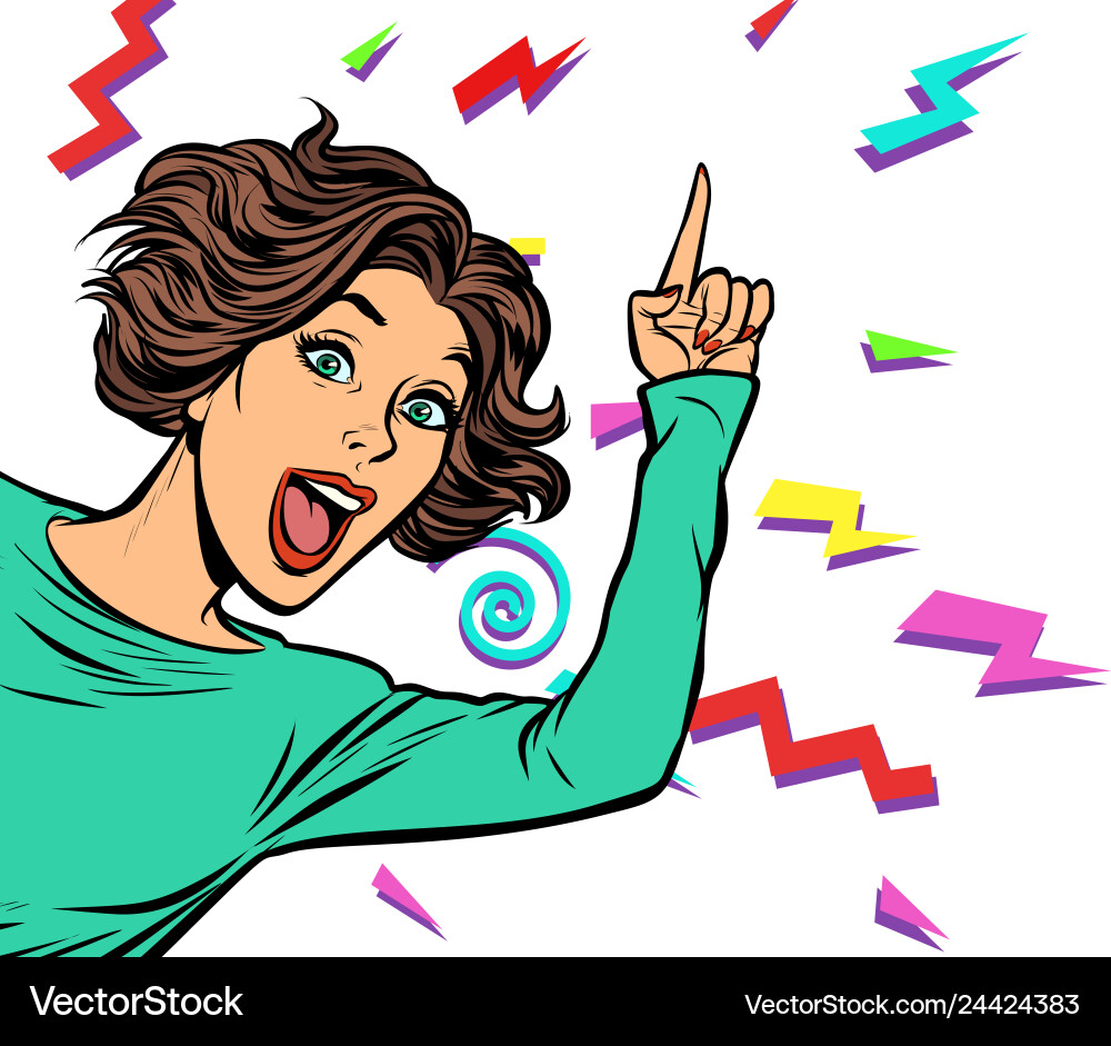 Woman pointing finger Royalty Free Vector Image
