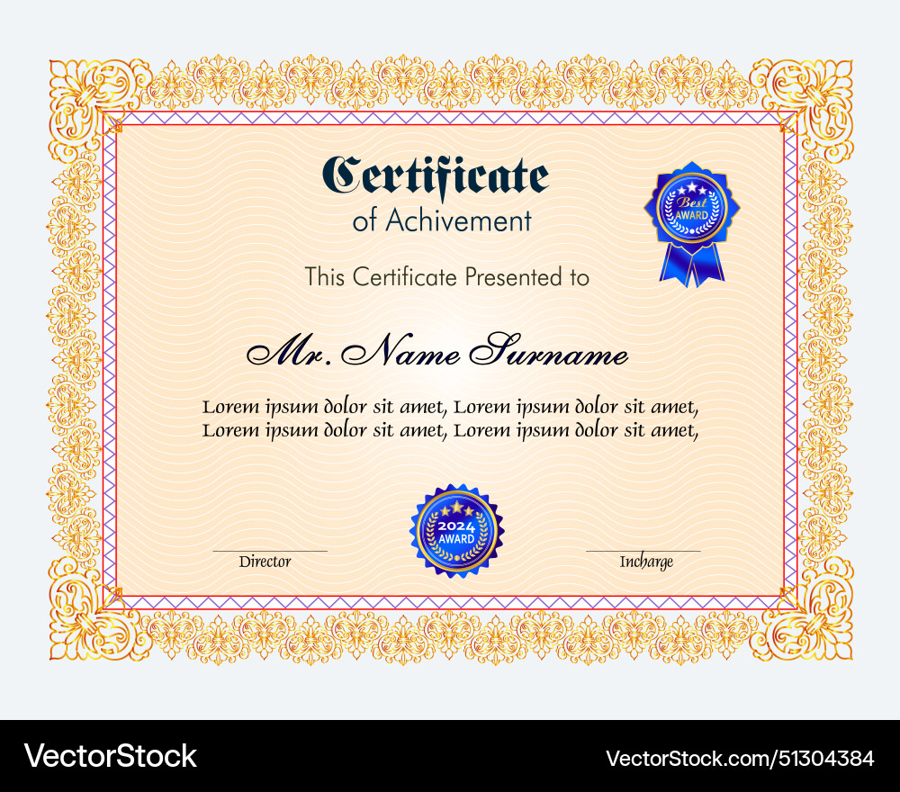 Certificate design Royalty Free Vector Image - VectorStock