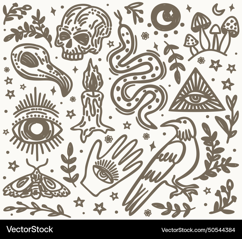 Collection of celestial mystic esoteric magic Vector Image