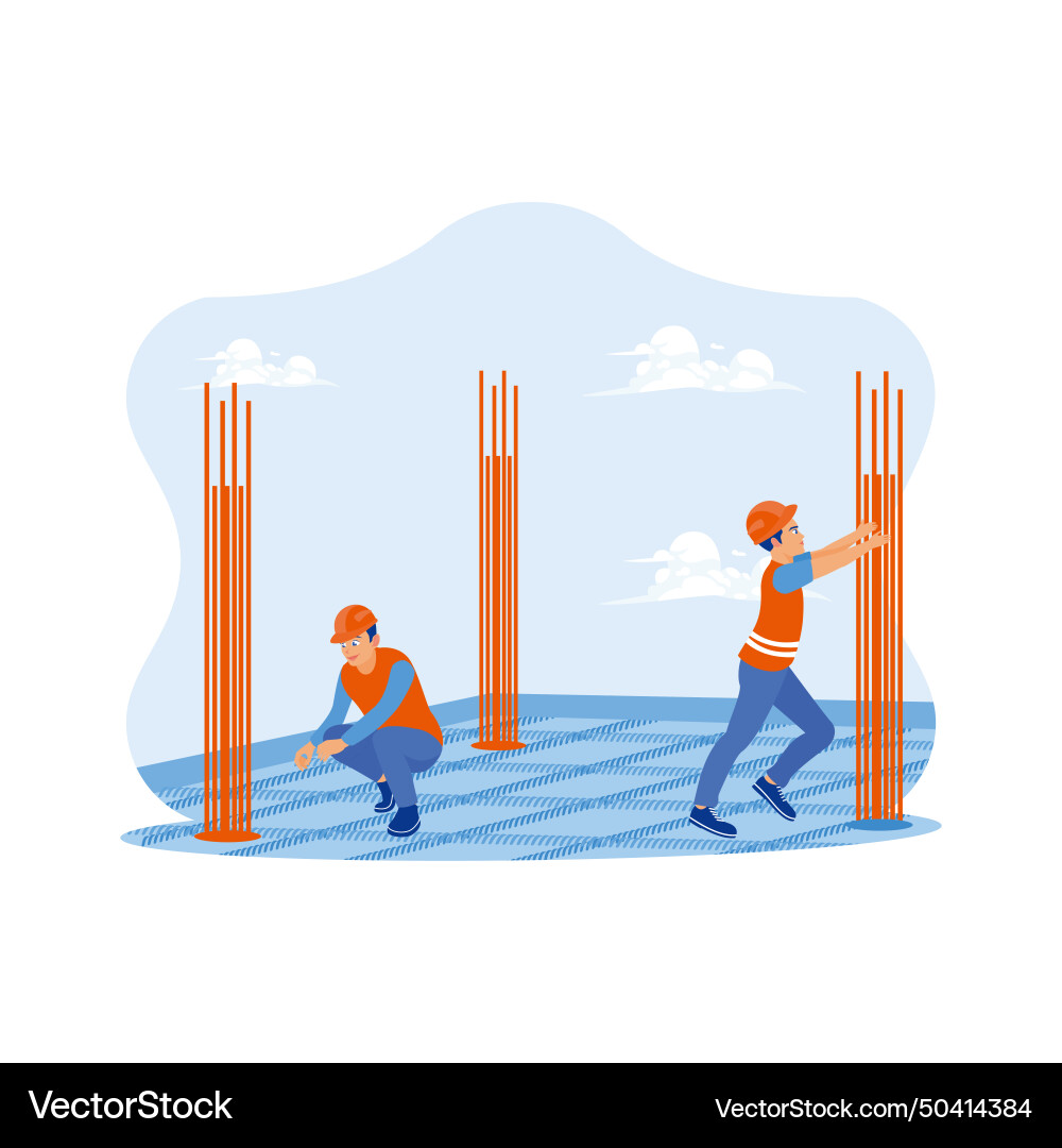 Construction workers making multi-storey Vector Image