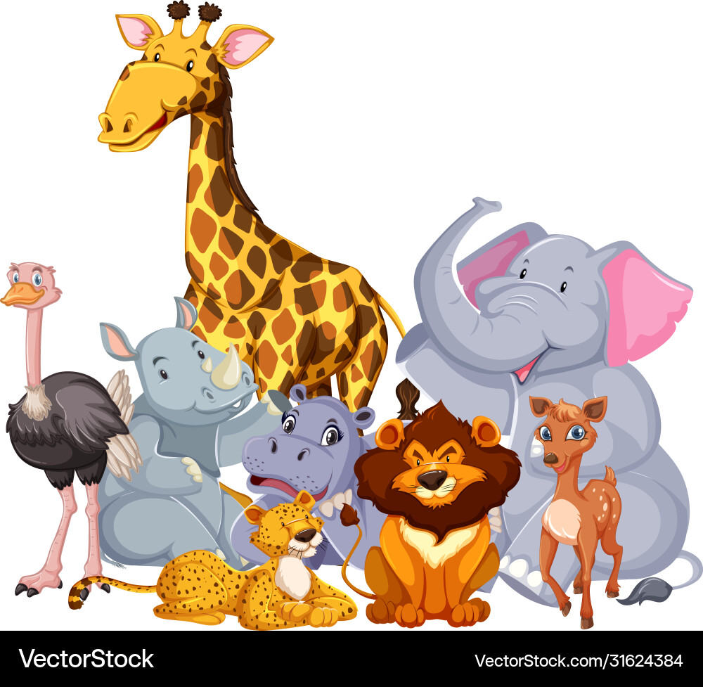 Group wild animals Royalty Free Vector Image - VectorStock