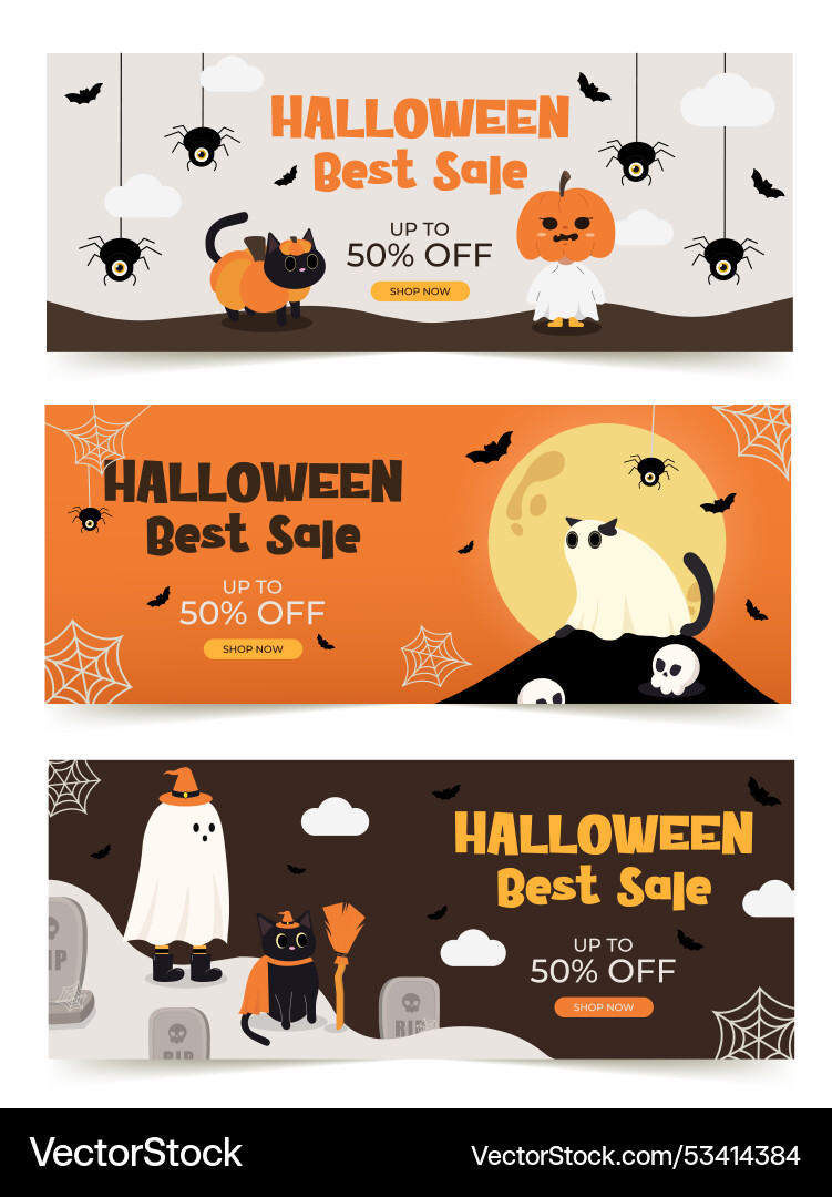 Halloween sale banners with spooky elements Vector Image