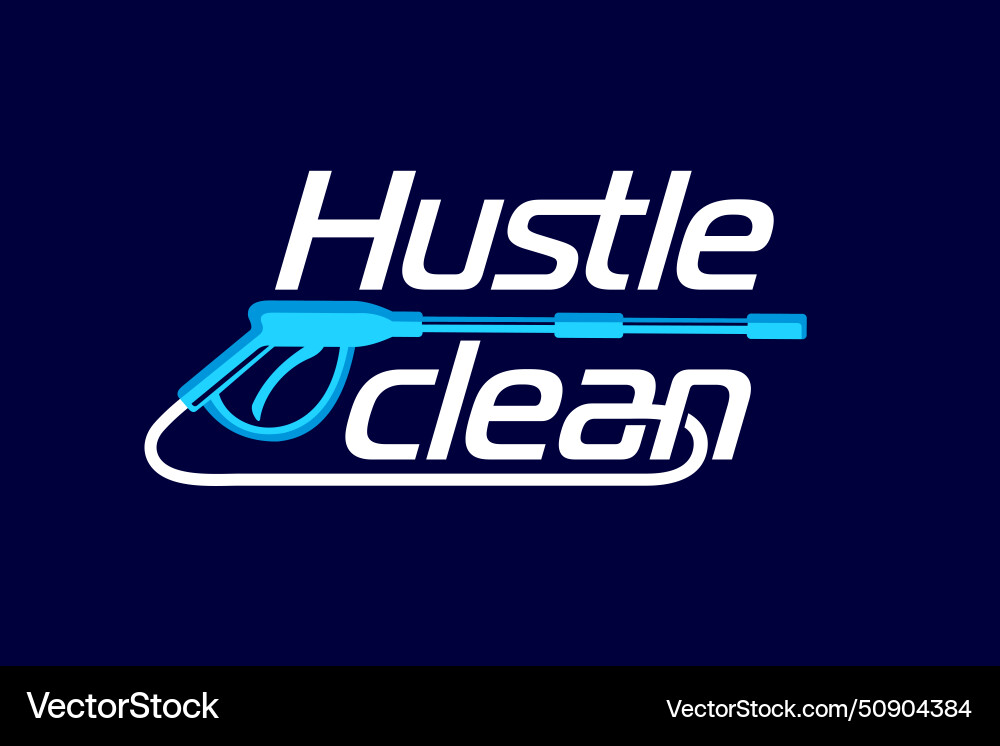Hustle washing lettering logo clean Royalty Free Vector