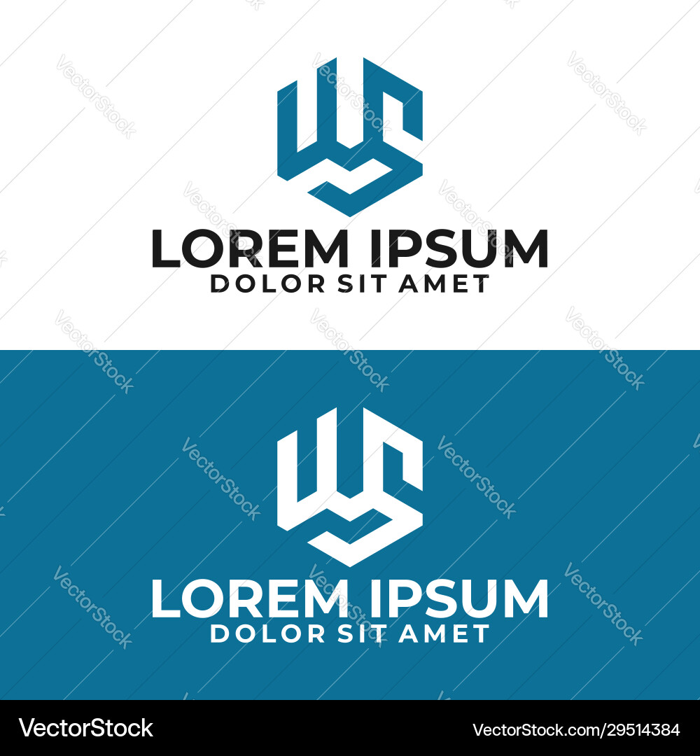 Initial letter us or ws logo template Royalty Free Vector