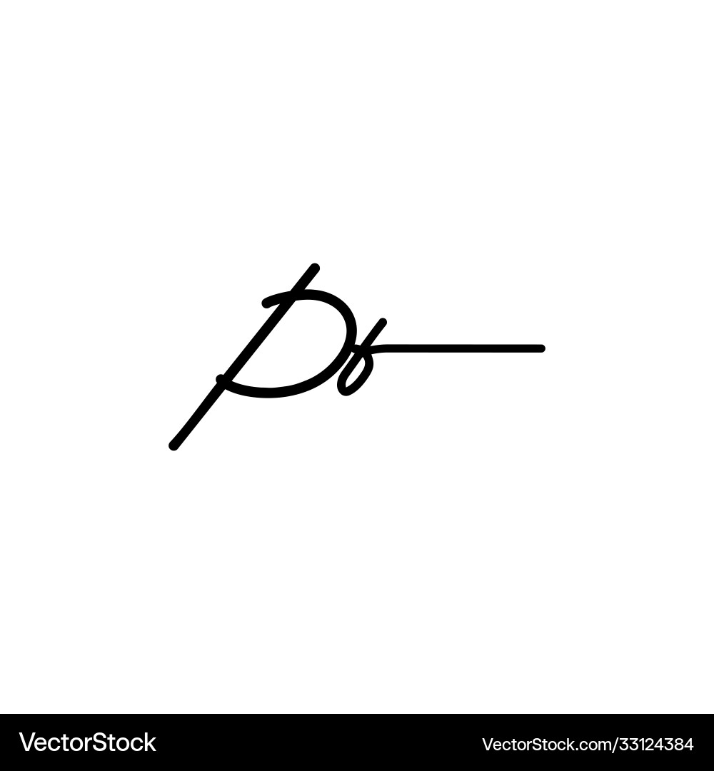 Letter pf signature logo template Royalty Free Vector Image
