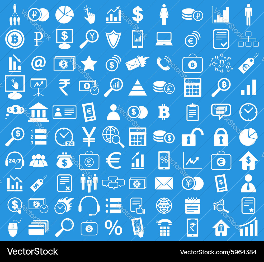 Management-Icon set blau Lizenzfreies Vektorbild