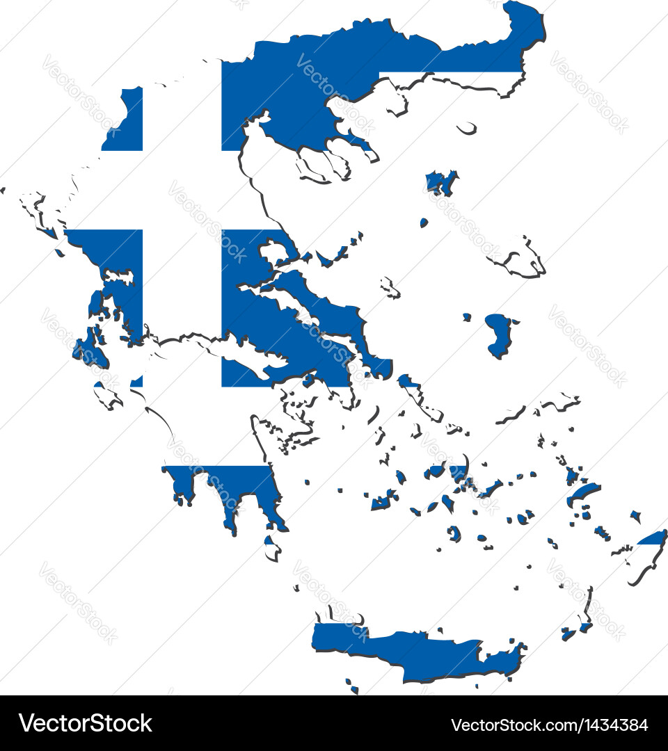 Map of greece with national flag Royalty Free Vector Image